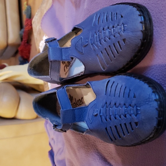 Rieker | Shoes | Rieker Blue Huaracha Design Leather Tstrap Mary Jane ...